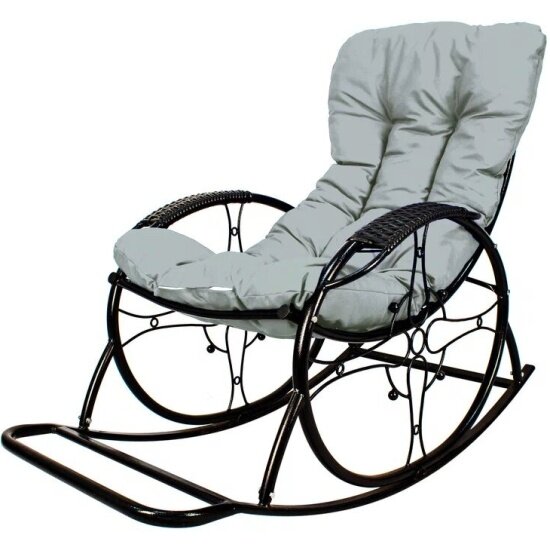 Кресло-качалка Овал люкс M-group черное, серая подушка