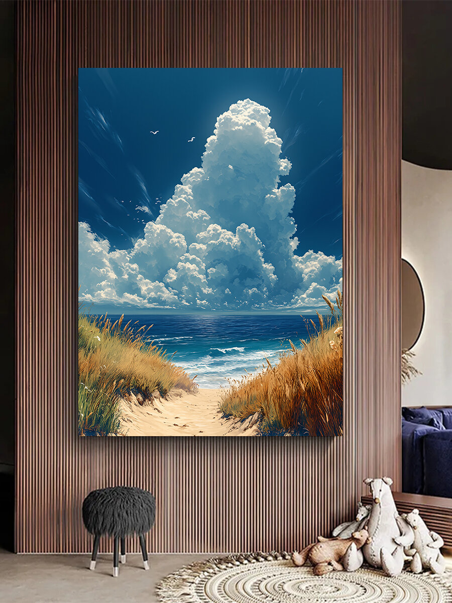 Пейзаж / природа, картина лес / река, 20х30 см, горы, море