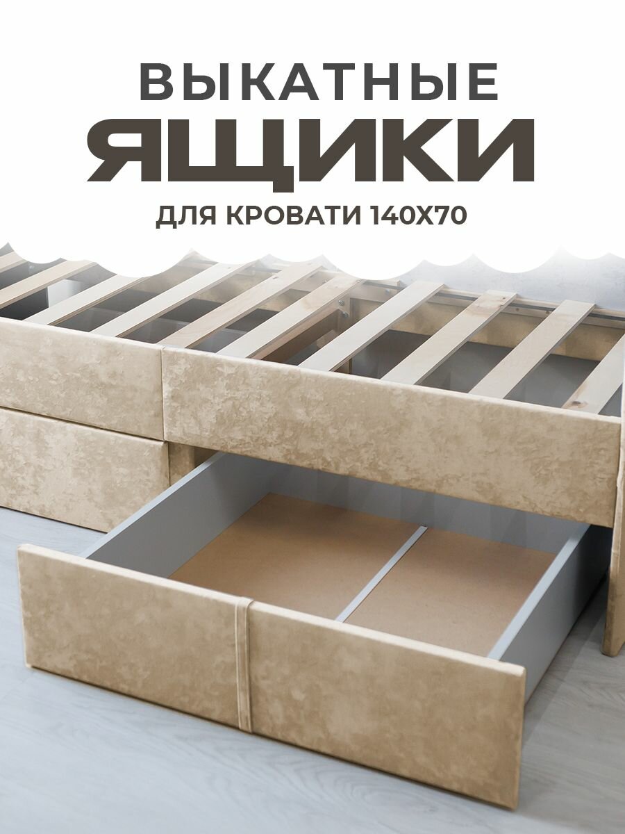 Ящики выкатные для хранения вещей для детской кровати 140х70, 2 шт