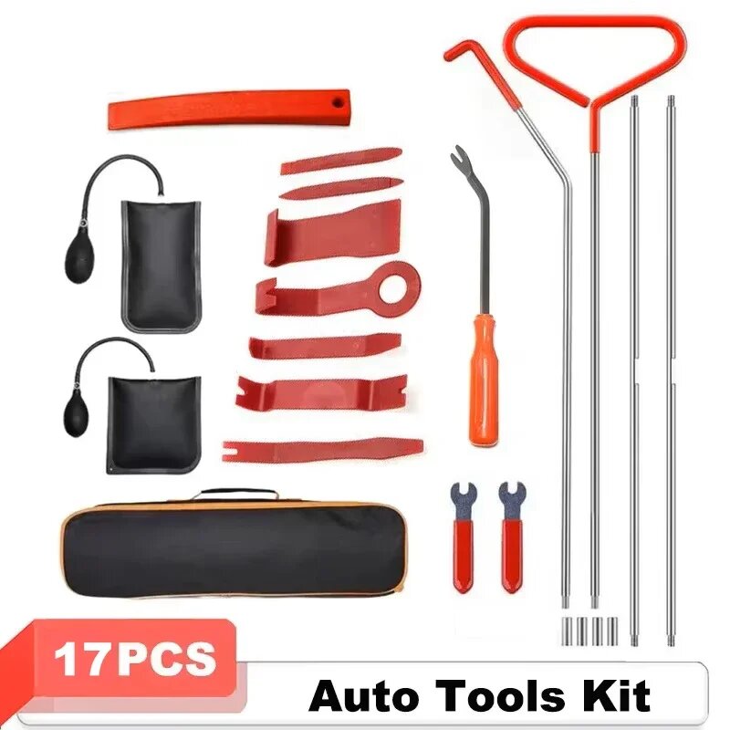 Автомобильное окно, дверь, аварийный открытый крючок, ключ, захват с длинным вылетом, инструмент для открытия разблокировки воздушного клина, мешок для выравнивания насоса, комплект для выравнивания грузовика, автоинструменты 17pcs