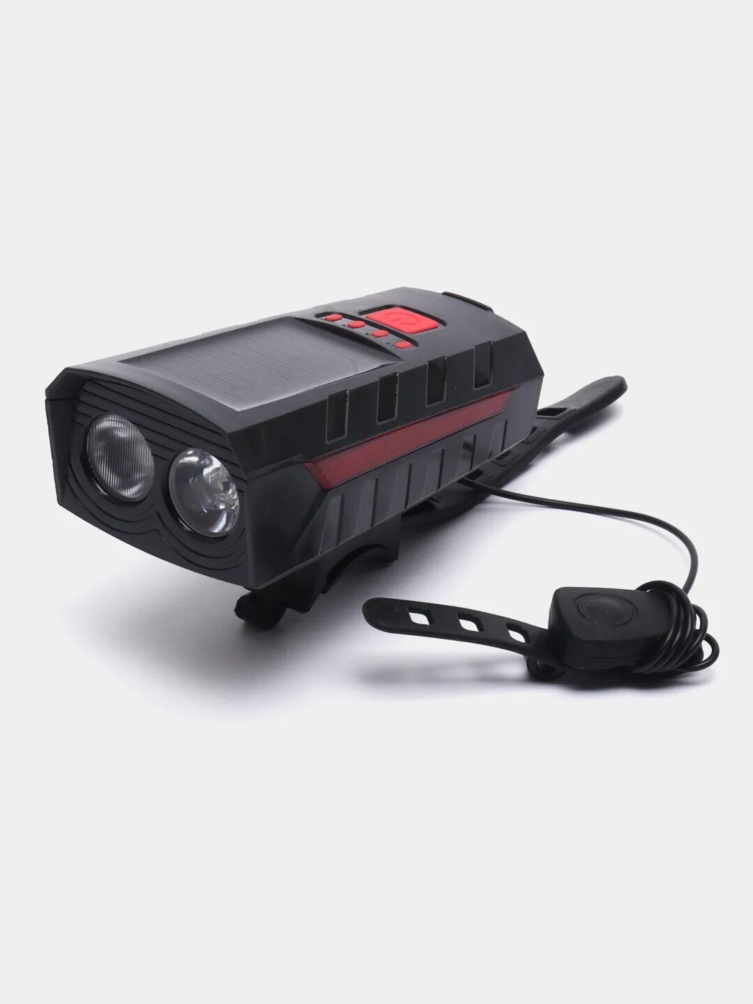 Велосипедный фонарь 400Лм на солнечной батарее и аккумуляторе, передняя фара на велосипед с клаксоном,