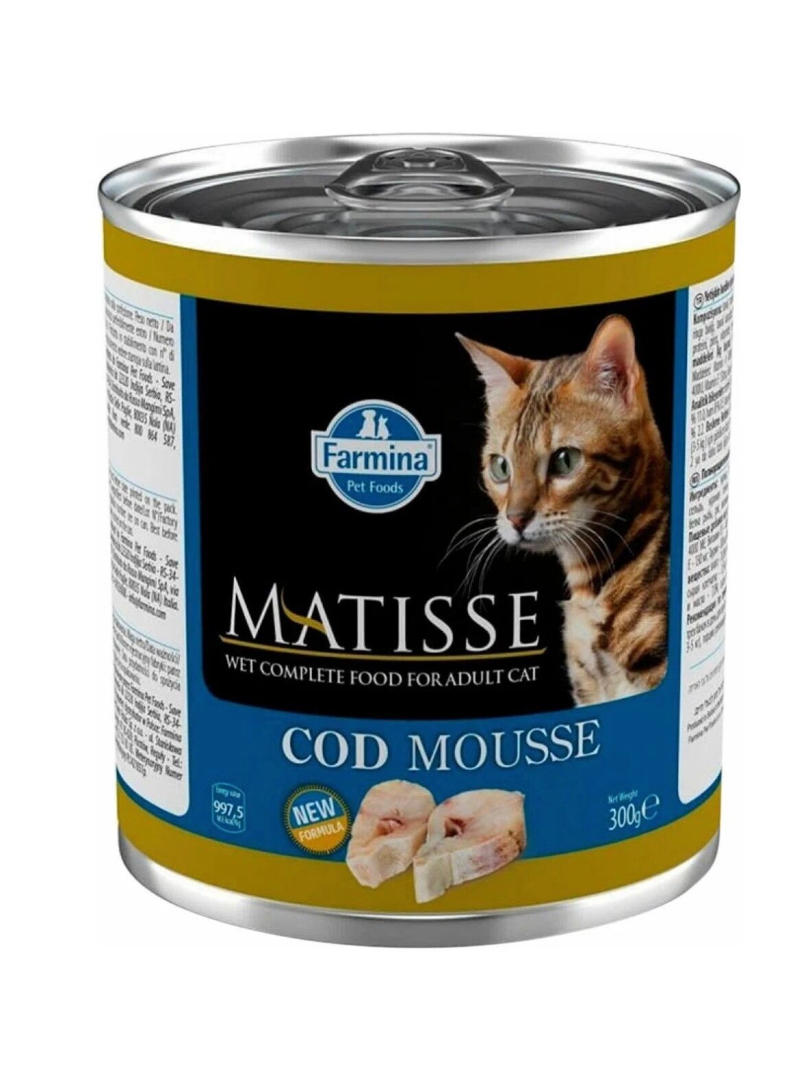 Консервы Farmina Matisse Mousse Codfish, мусс с треской для взрослых кошек, 300г (6шт)