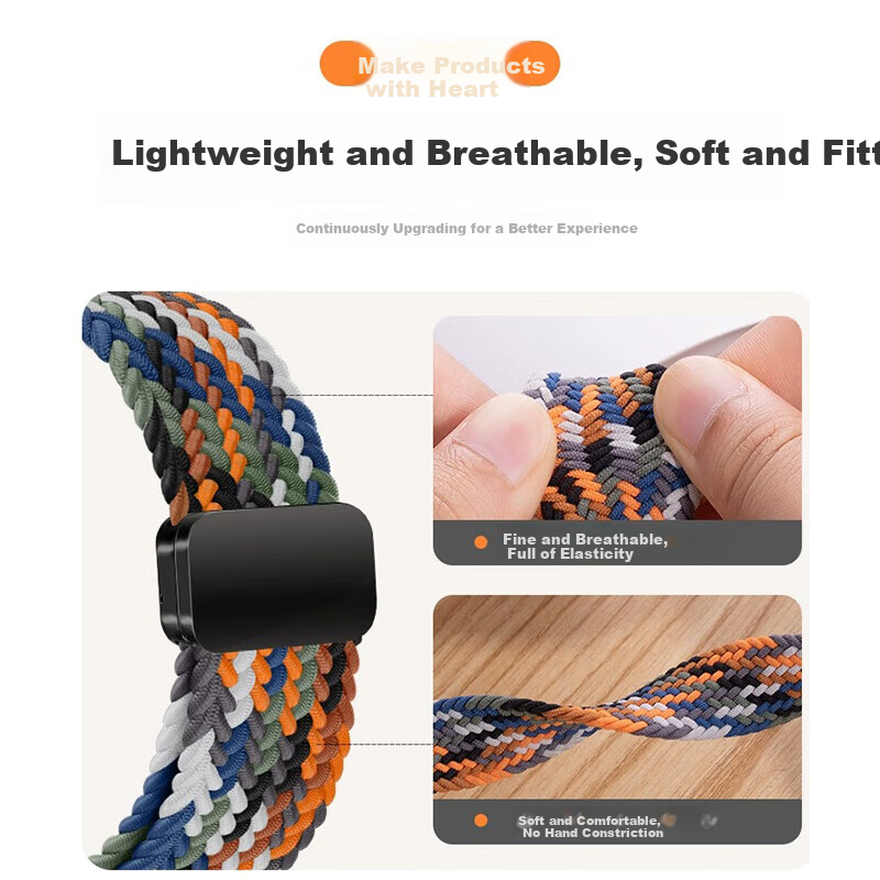 Magnetic Absorption Nylon Woven Watch Band for iQOO Watch GT and Vivo Watch, Vivowatch GT Wristband Protective Film, Nylon Smart Sports Watch Accessories