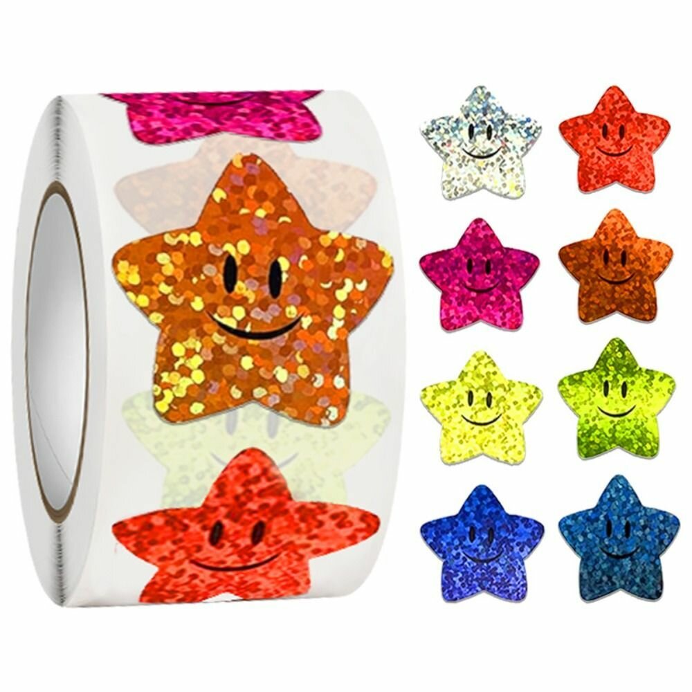 500 шт./рулон Красочные блестящие звездные наклейки