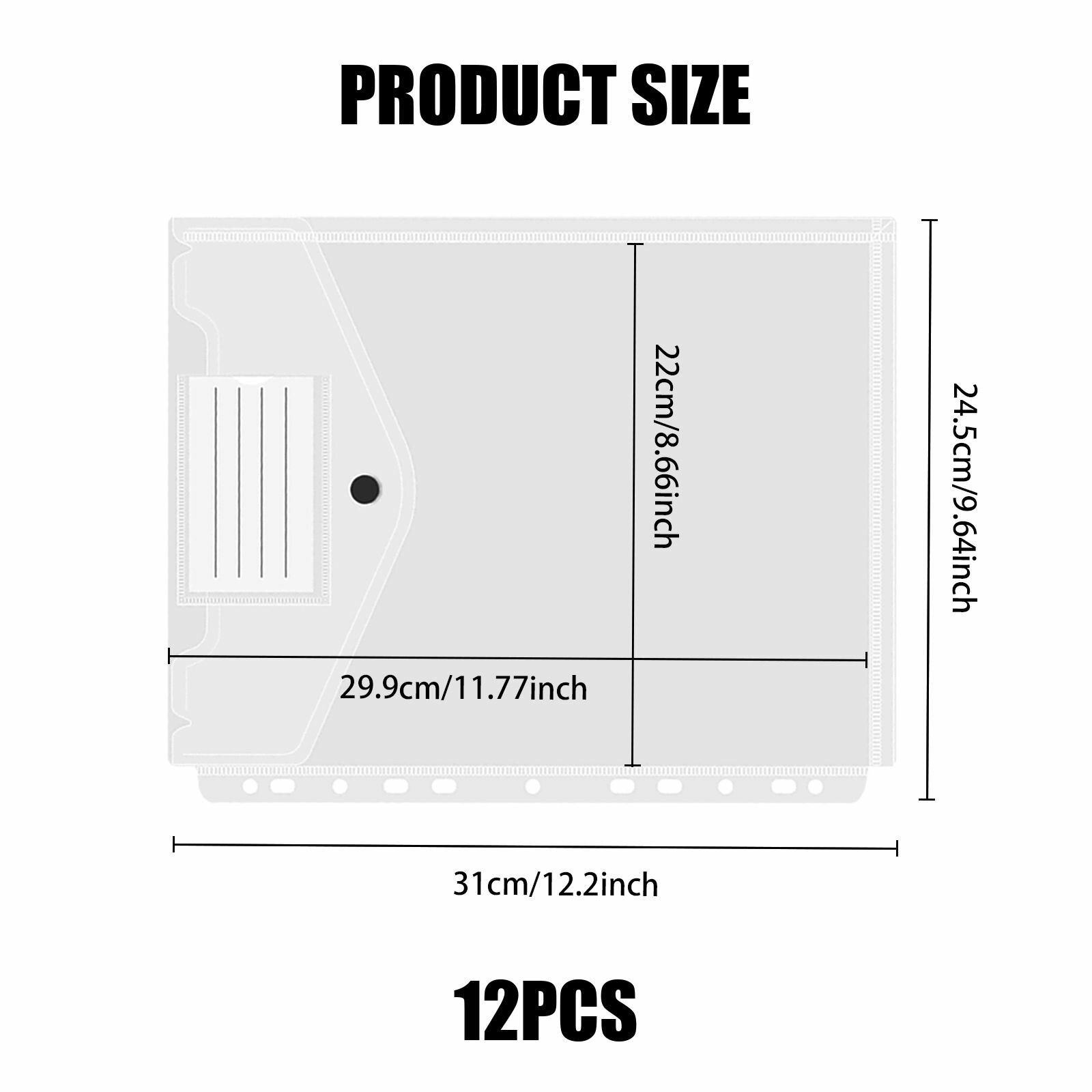 12 упаковок прозрачных пластиковых папок формата А4, расширяемые с 11 отверстиями, перфорированные карманы