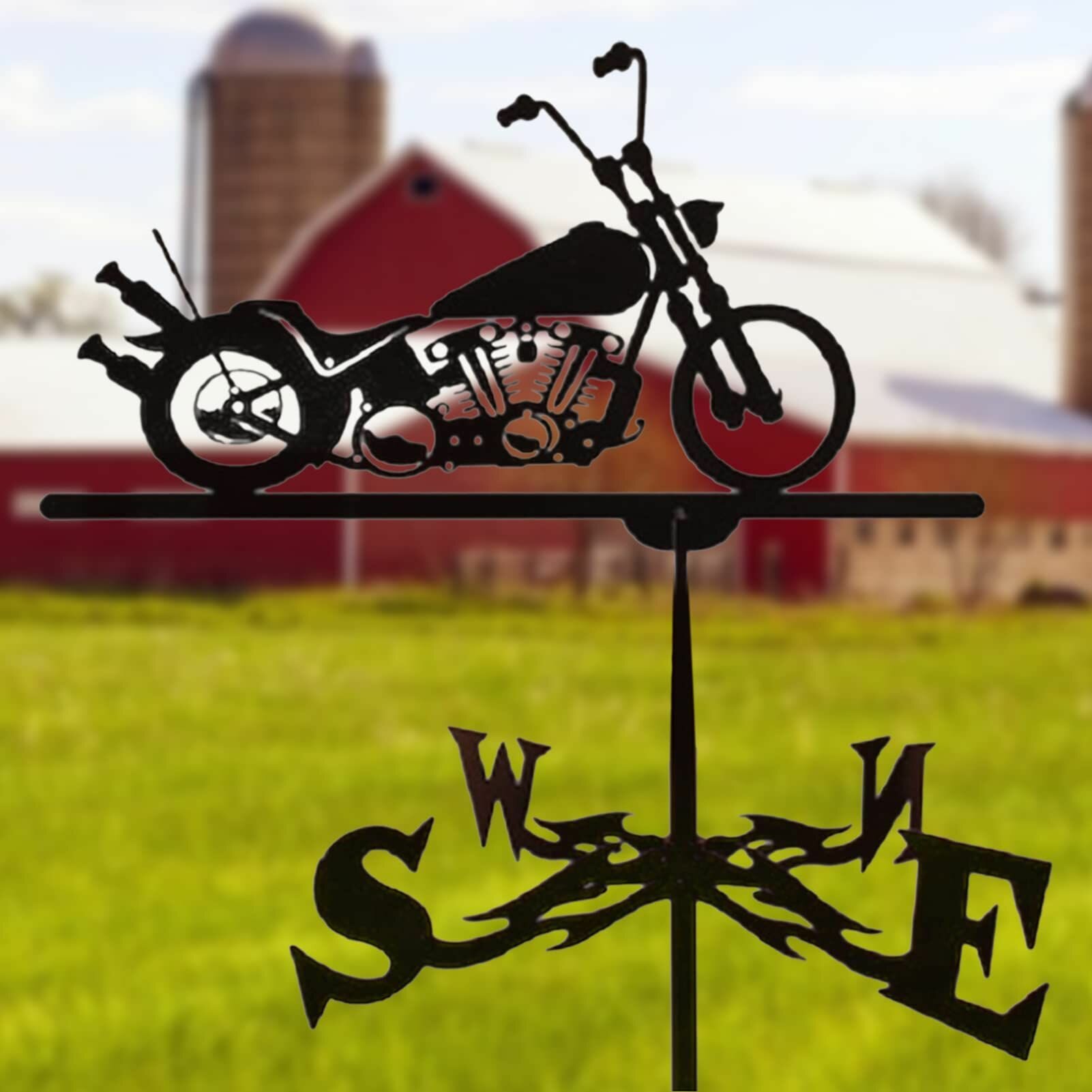 Флюгер на крышу "-мотоцикл" Лопастной металл 90 * 35 см, черный -HJ
