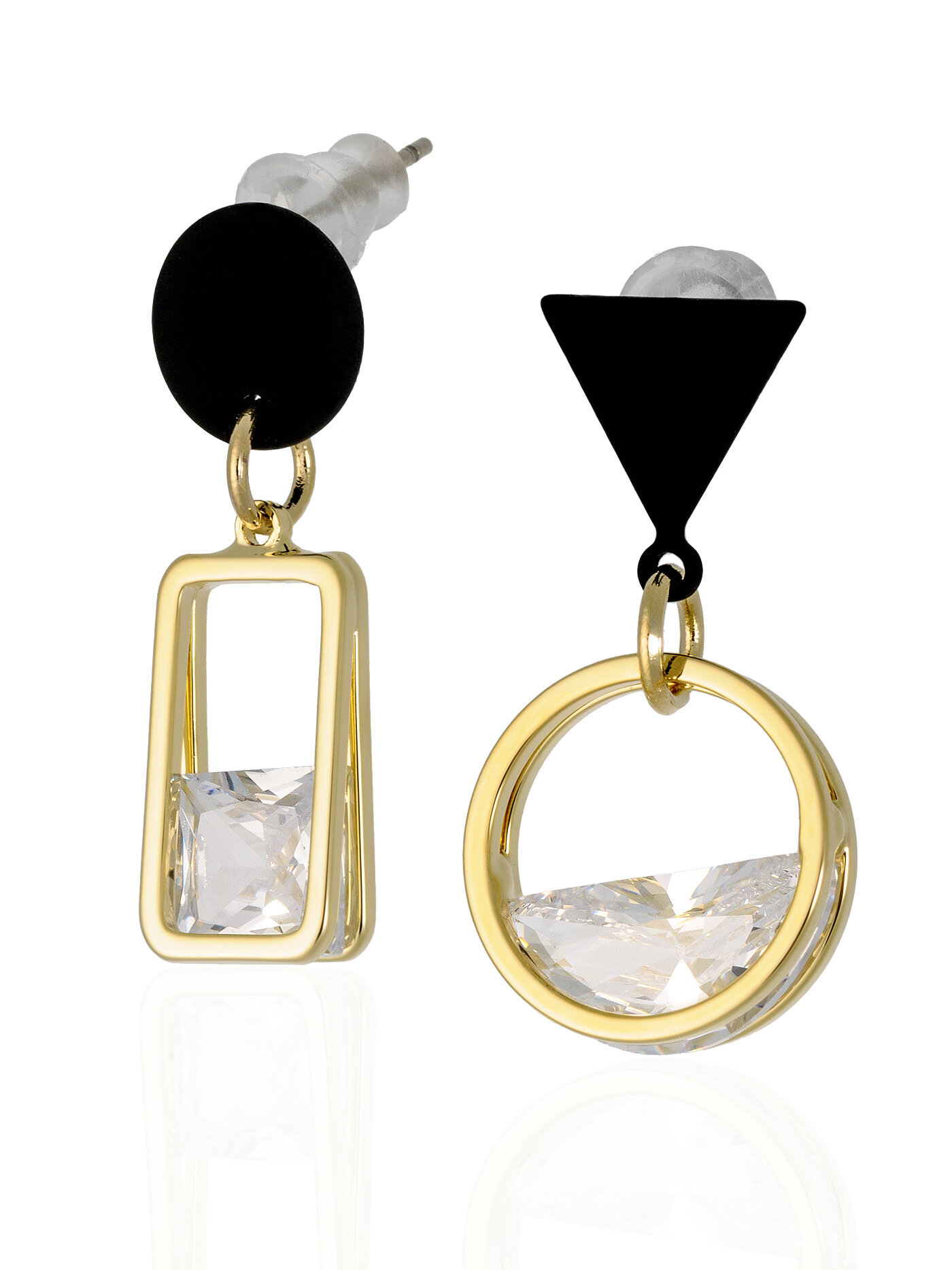 Серьги непарные, фианит