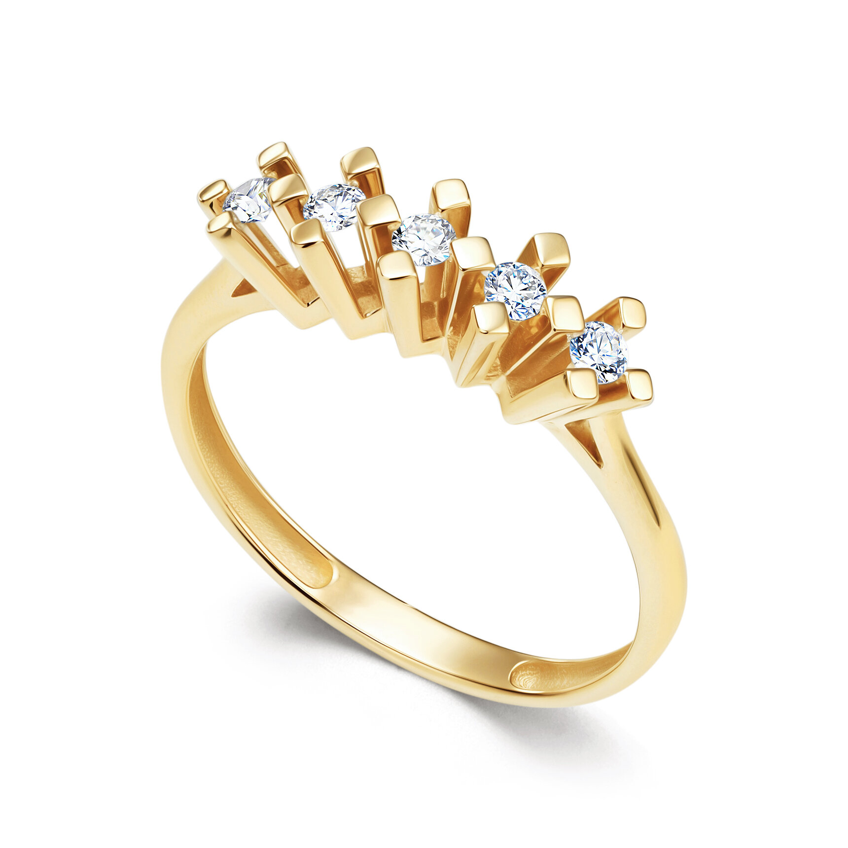 Кольцо дорожка, желтое золото, 585 проба, бриллиант