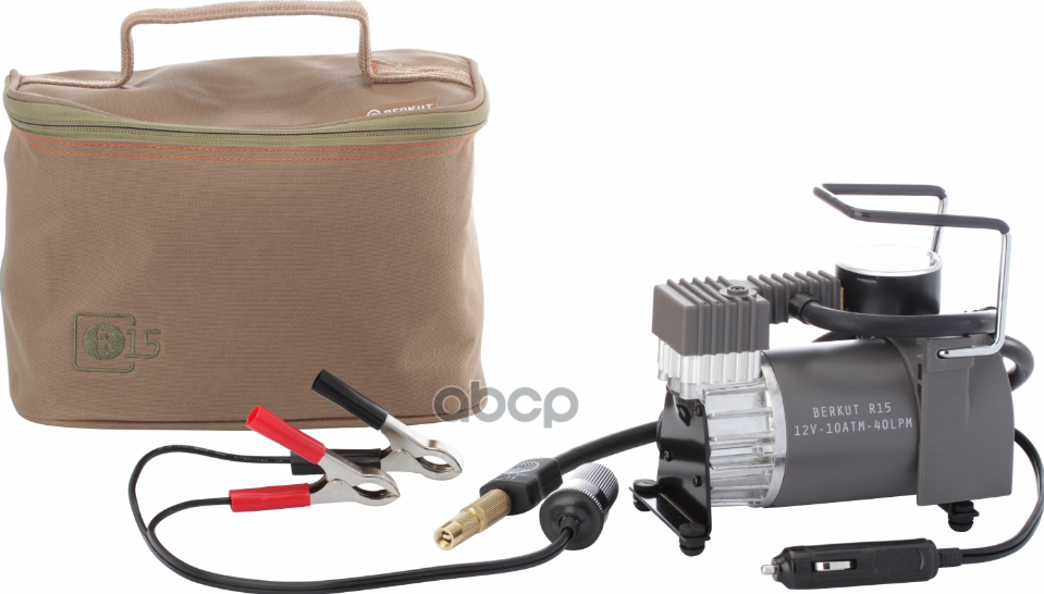 Компрессор автомобильный 10 атм. 40л/мин. 14,5а шланг 1,2 м. кабель 4,8 м. 12 в. сумка BERKUT арт. r