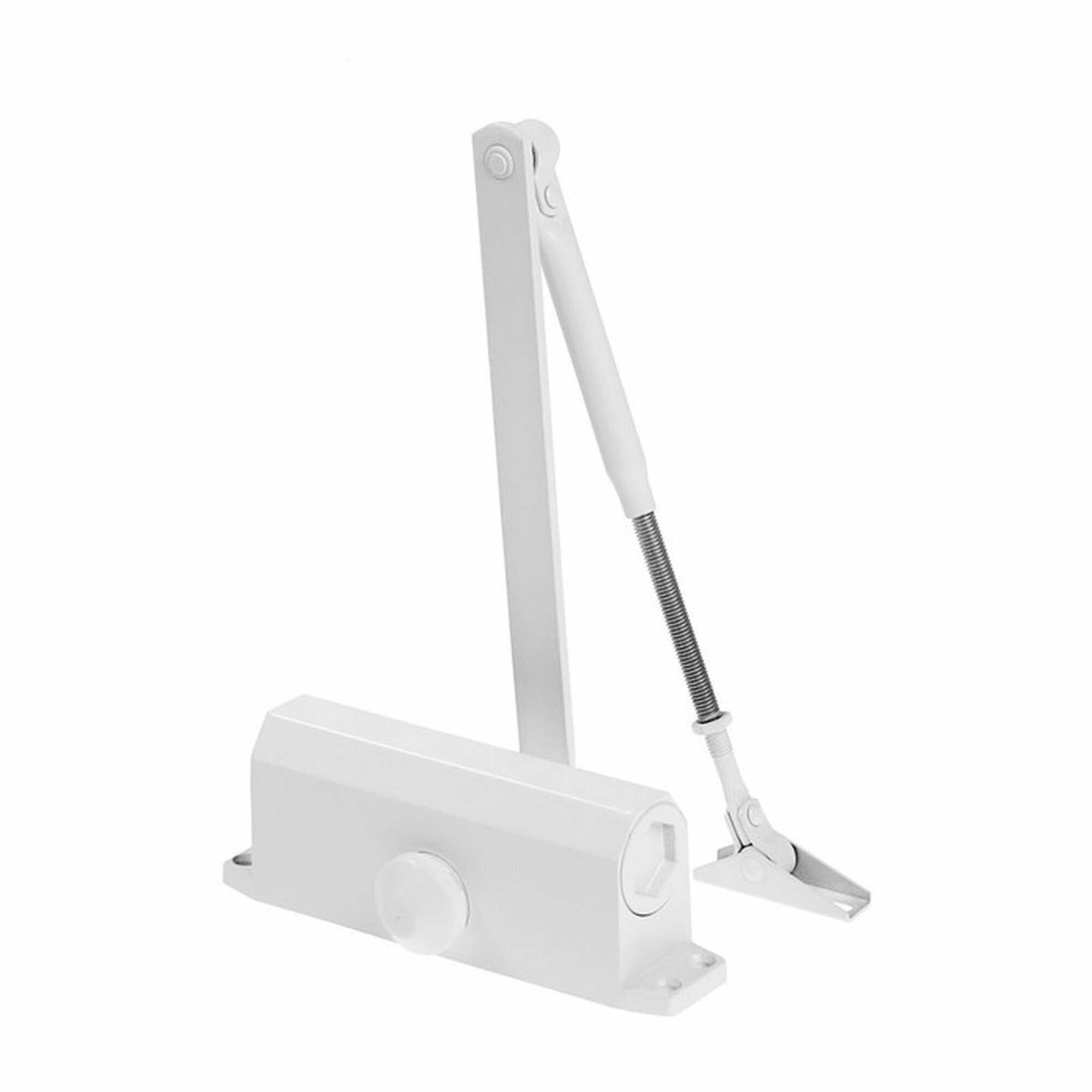 Доводчик дверной Тундра D60WW, для дверей до 60кг, монтажный размер 175x19мм, белый