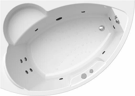 Акриловая ванна Radomir Vannesa Massage 2-76-2-1-0-218 Алари баланс, L 168x120, с каркасом, с экраном, угловая, левая, пристенная, белая, глянцевая, асимметричная, с сиденьем, с гидромассажем, антиско