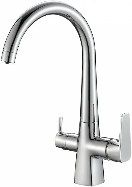 Смеситель для кухни Steel Hammer SH 819 CR с краном для питьевой воды, с поворотным изливом, хром, глянцевый, однорычажный, латунный, с керамическим картриджем