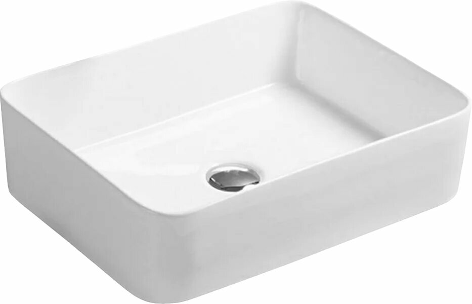 Накладная раковина Melana MLN-7050H 49 фаянсовая, без отверстия под смеситель, раковина для ванной, 48, 5 см, прямоугольная, белая