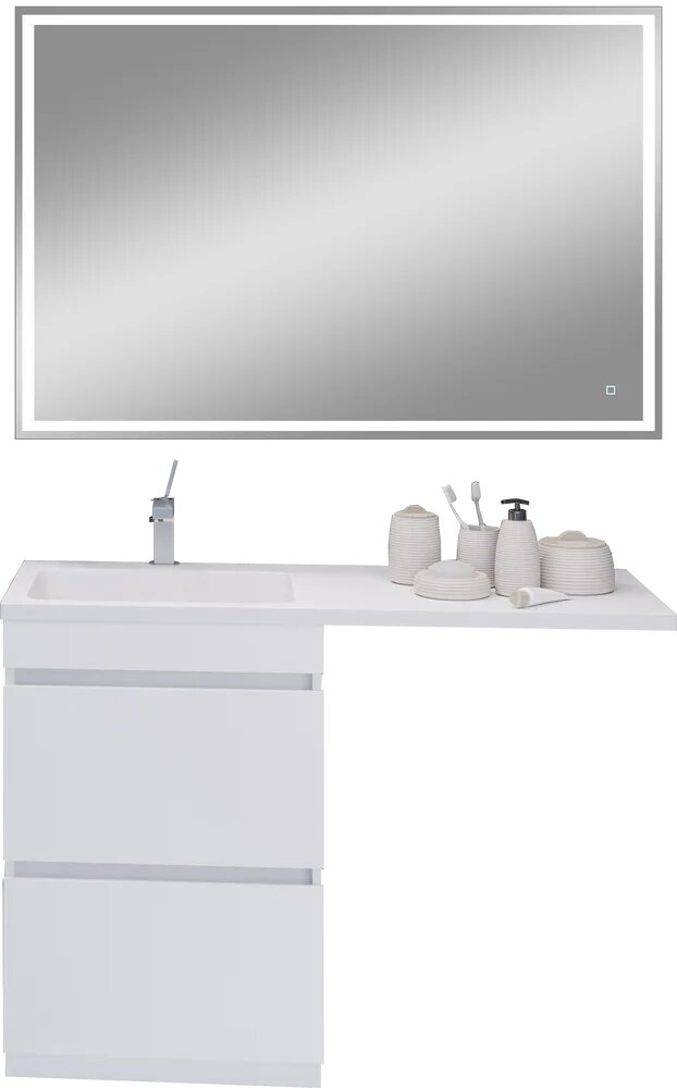 Мебель для ванной комнаты Emmy Джерси 120 L под стиральную машину, зеркало DIWO Дмитров