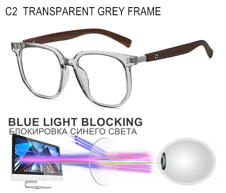 SUMONDY очки для близорукости TR90 деревянная оправа UF133 ANTI BLUE LIGHT C2, INDEX 1.67 CUSTOM