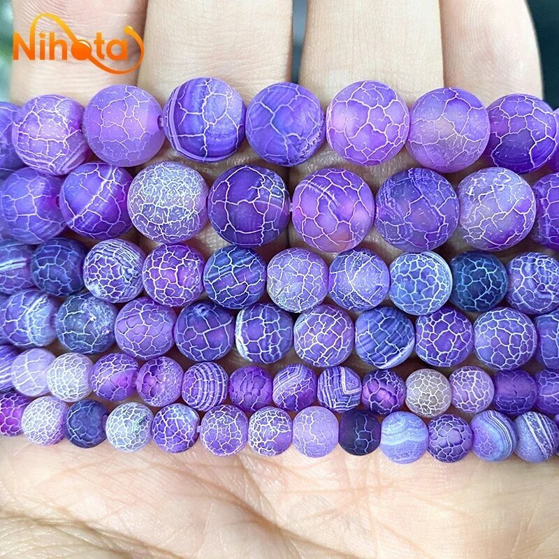 Бусины из фиолетового агата "Морозный краб", 15 дюймов 8mm-about 48pcs