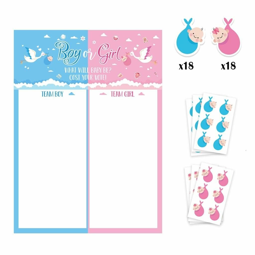 Плакат с предсказанием пола для вечеринки 9015006-Сине-розовый