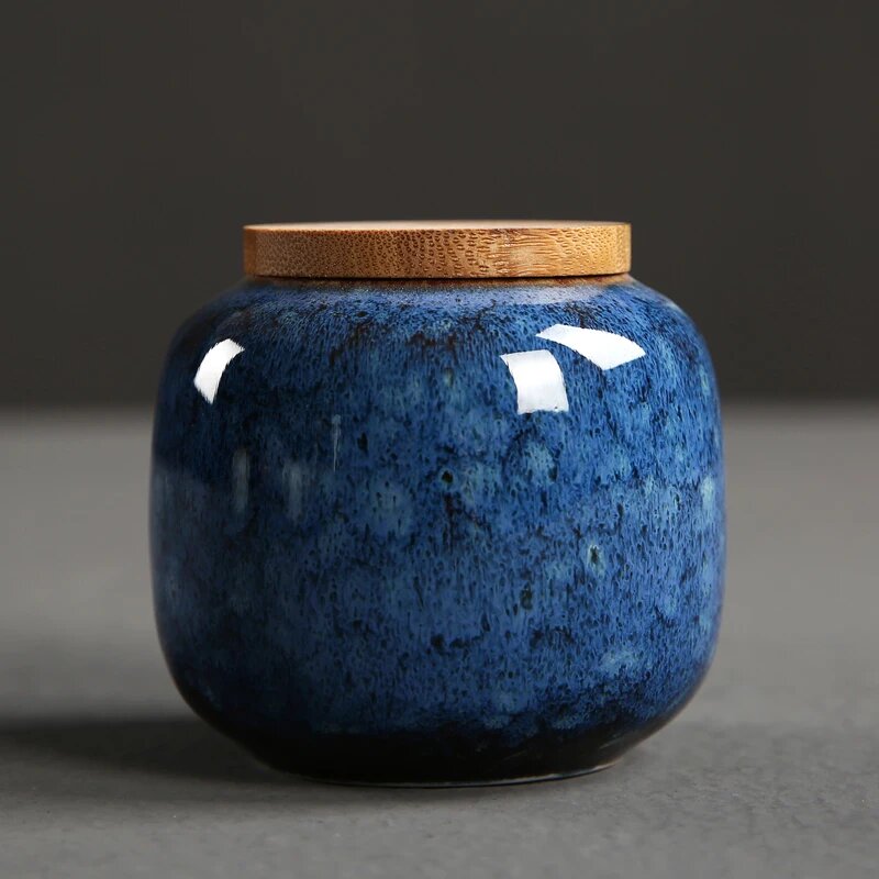 Керамическая банка для чая, Темно-синий