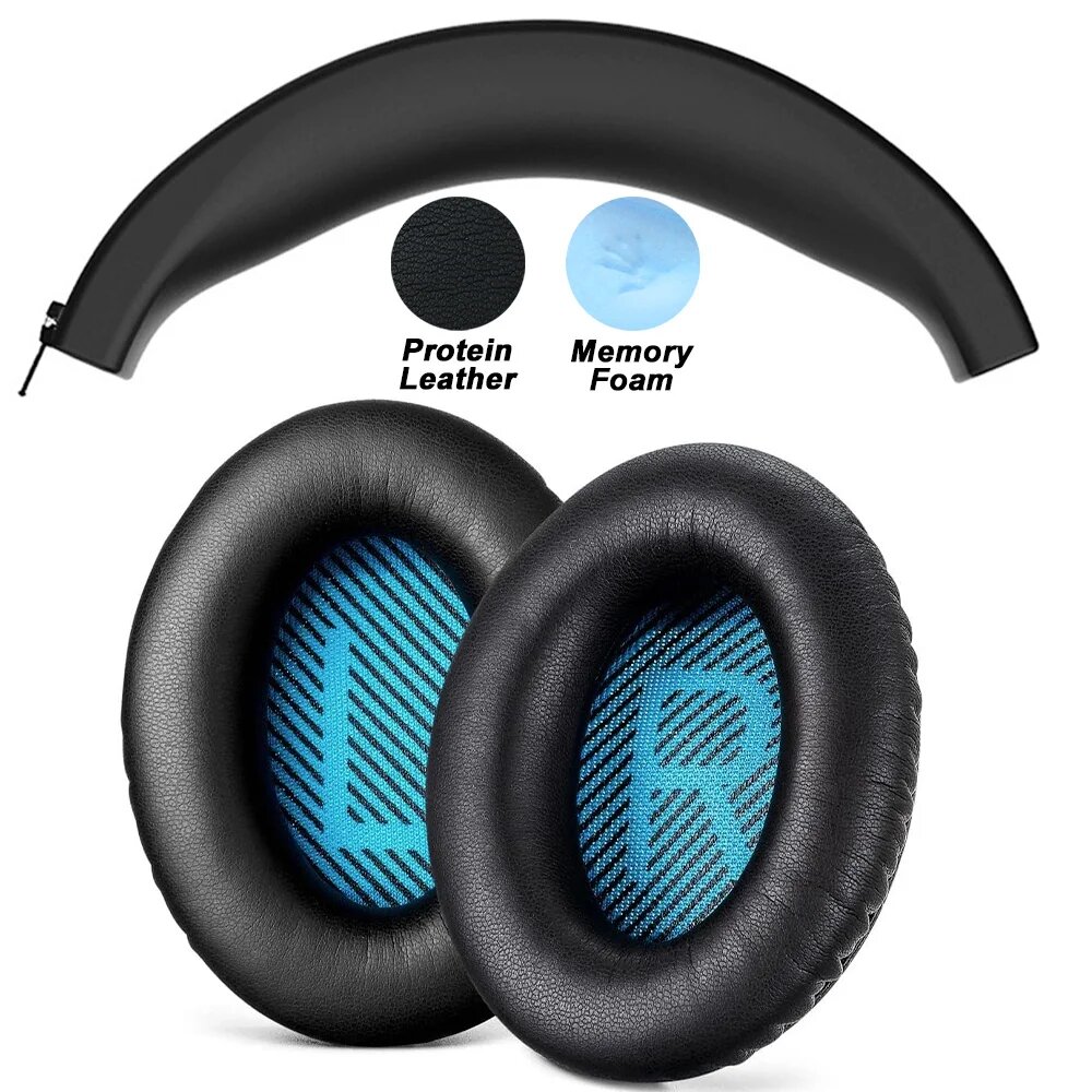 Амбушюры для наушников BOSE из кожи с эффектом памяти Black Combo