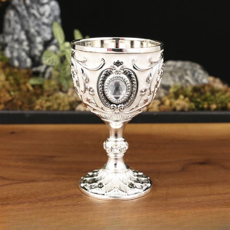 Металлический бокал для вина ручной работы Серебряный, Style 7