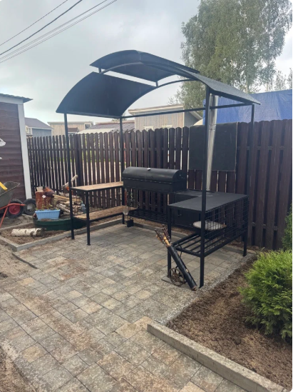 Мангал - Беседка «Спартак» усиленный каркас, цельносварная конструкция, со съемной жаровней и печью, с крышкой-барбекю