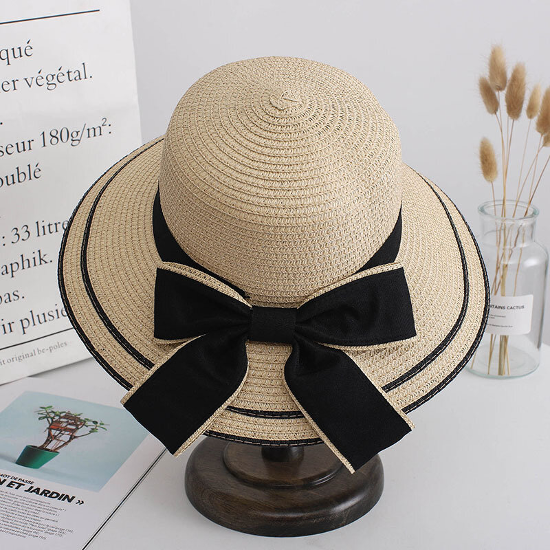 Соломенная шляпа в корейском стиле, универсальная женская летняя солнцезащитная шляпа с большими полями, пляжная шляпа от солнца, морская складная шляпа для путешествий, оптовая продажа