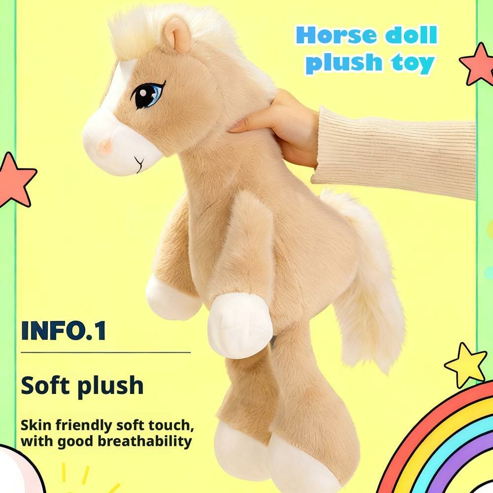 Мягкая игрушка Лошадь, Лошадка Бэлла 22 см/28cm бежевая