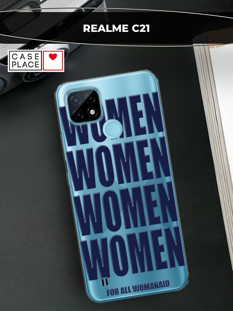 Силиконовый чехол на Realme C21 / Реалми С21 с принтом Woman blue
