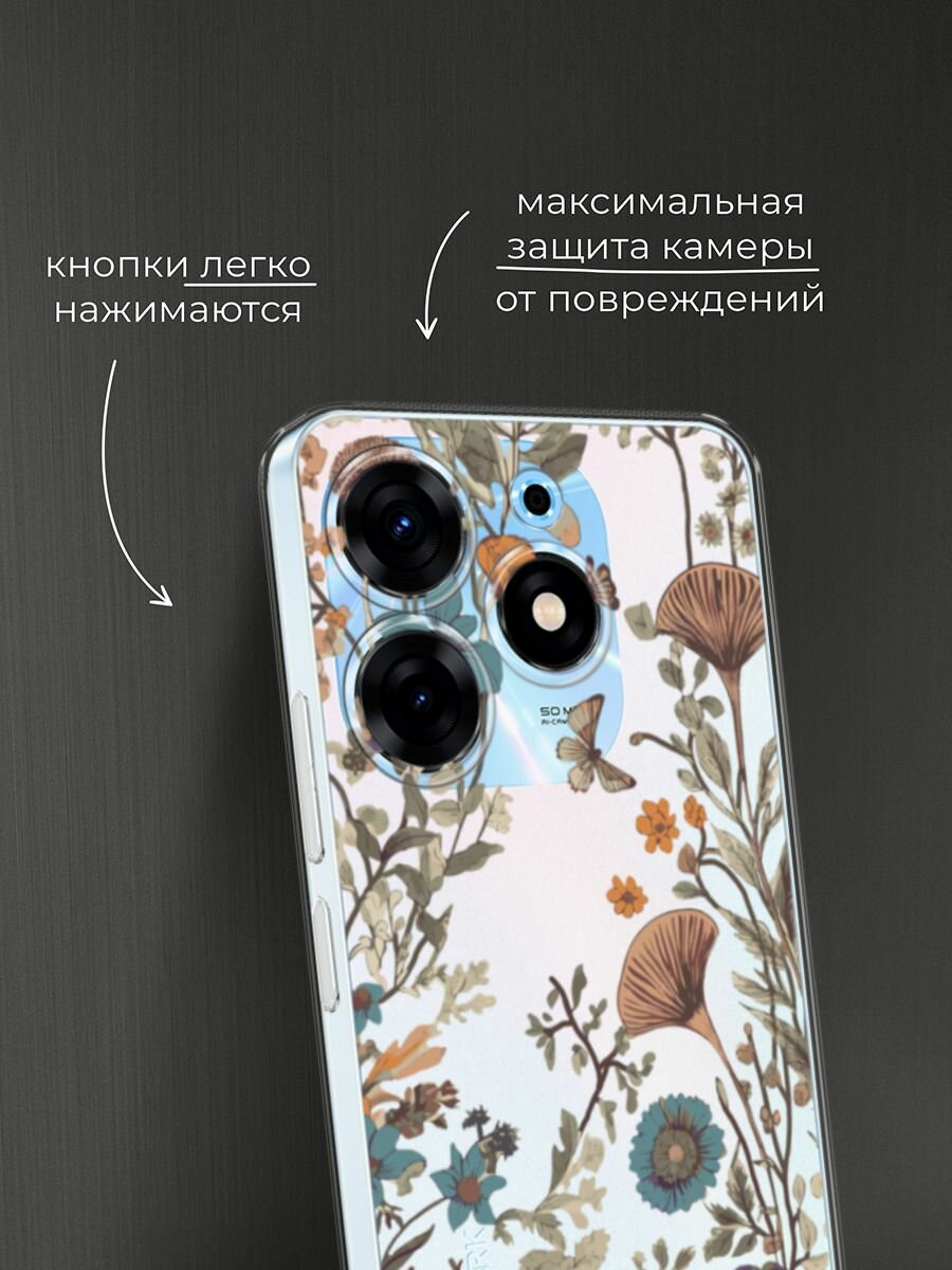 Чехол на Tecno Spark 10 Pro / Текно Спарк 10 Про с принтом Сухоцветы и бабочка — фото 1