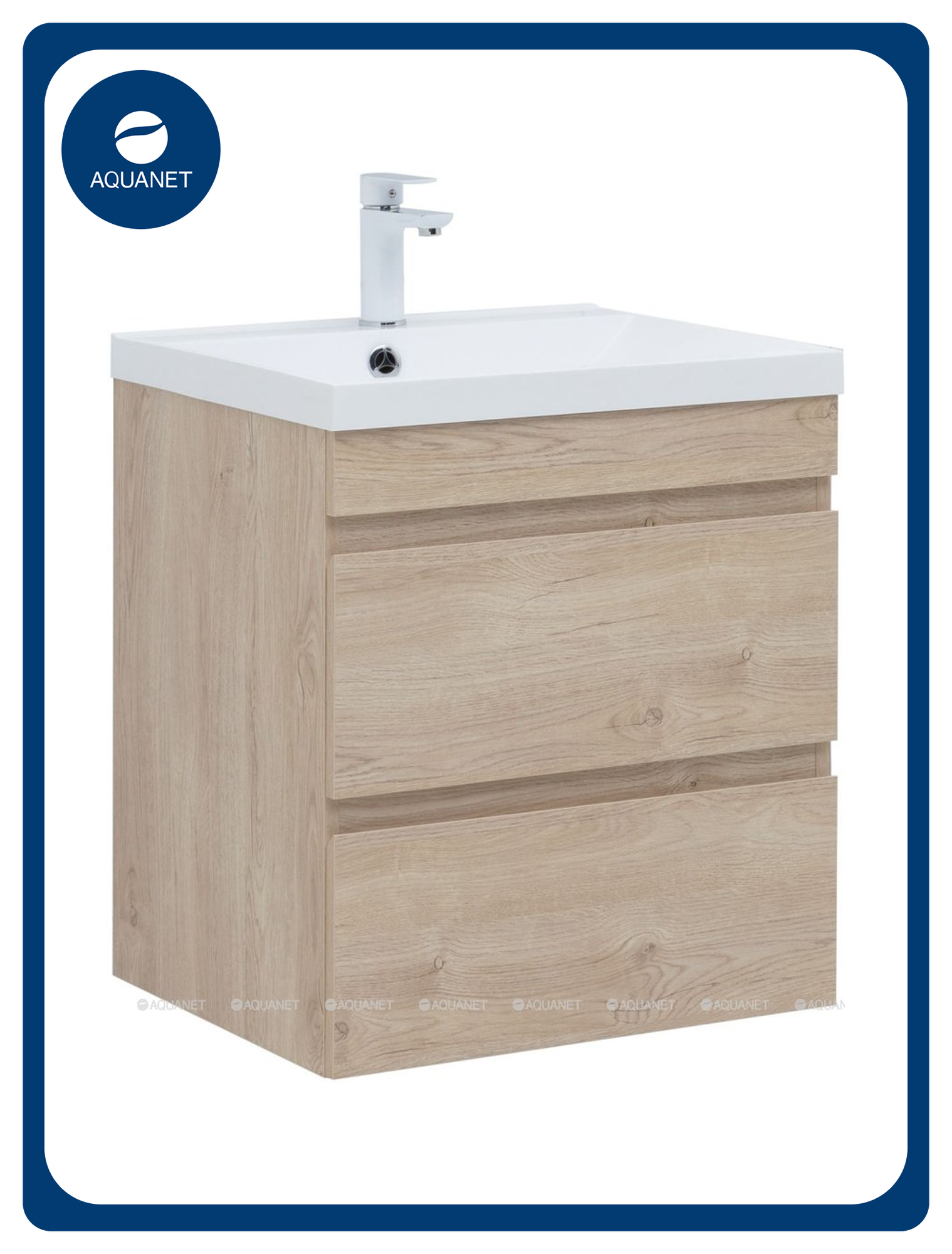 Тумба под раковину в ванную Aquanet Нота New 60 дуб светлый
