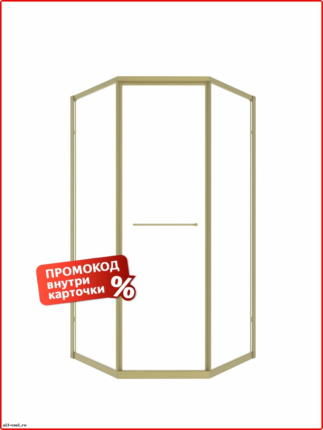 Душевой уголок Timo Filadelfo 100x100, пятиугольная, прозрачное, золото, раздвижные, без поддона в комплекте, правосторонний