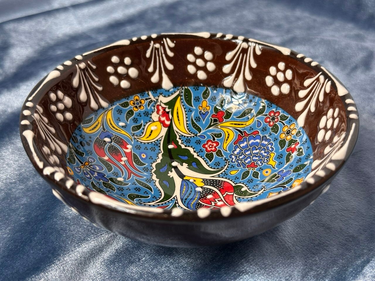 Пиала малая, ручной работы. Турция. Верхний диаметр12 см. Коричневая