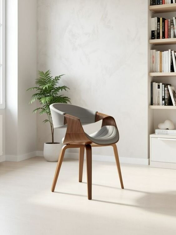 Стул Halmar K544, каркас из гнутой фанеры, обивка из искусственной кожи, серый