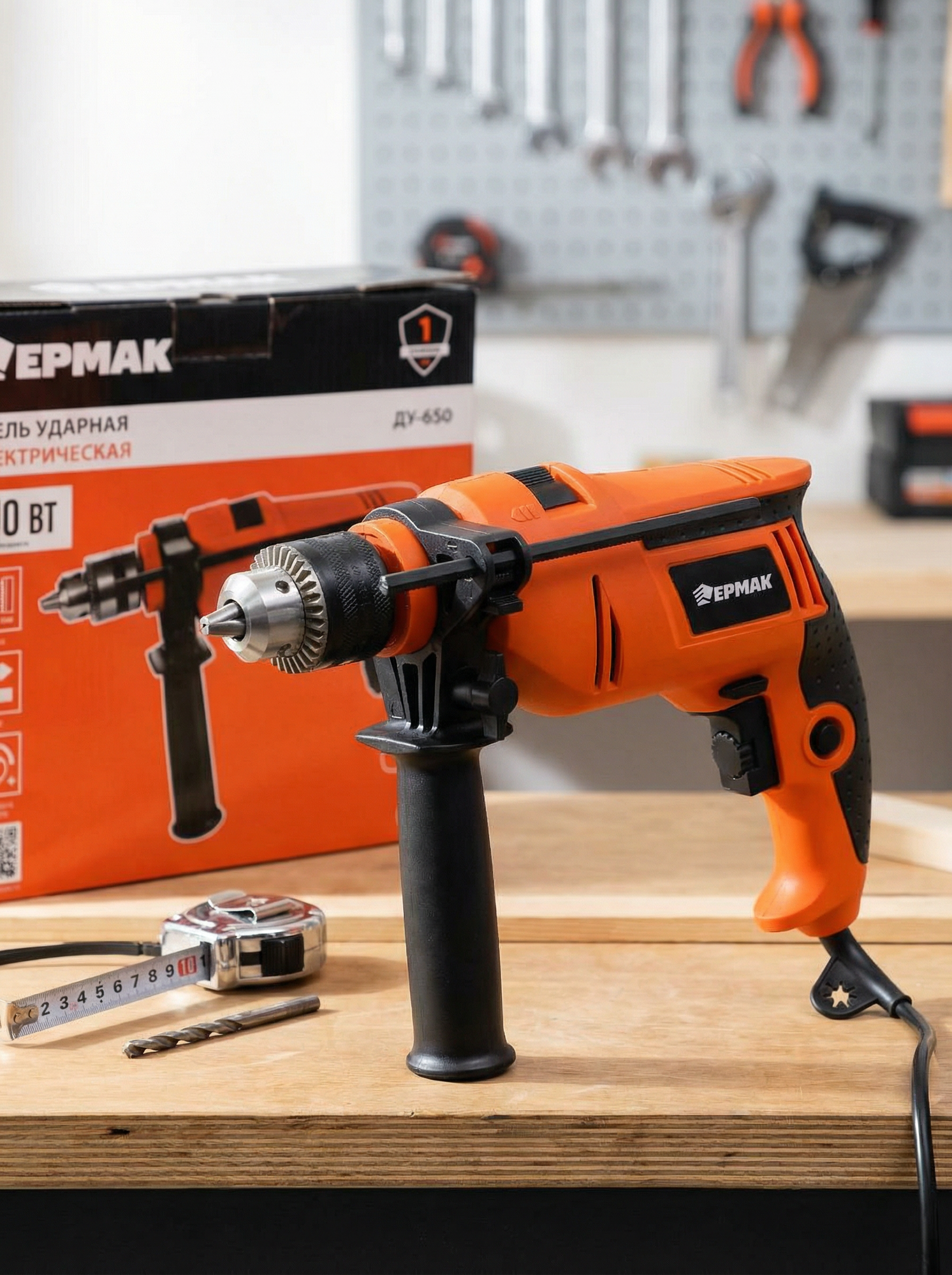 Дрель ударная электрическая 500Вт, с реверсом и регулировкой скорости