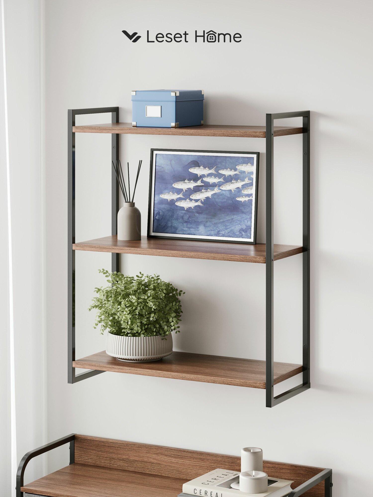 Полка настенная Стилвуд 23, черный/орех лион светлый