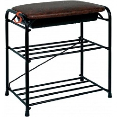 Подставка для обуви Альфа 13 с сиденьем и ящиком, черный ПДОА13СЯ Ч