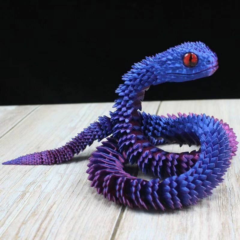 3D-печатная реалистичная змея с подвижными глазами, деформируемая змея, DIY изысканная ностальгическая реалистичная модель игрушки