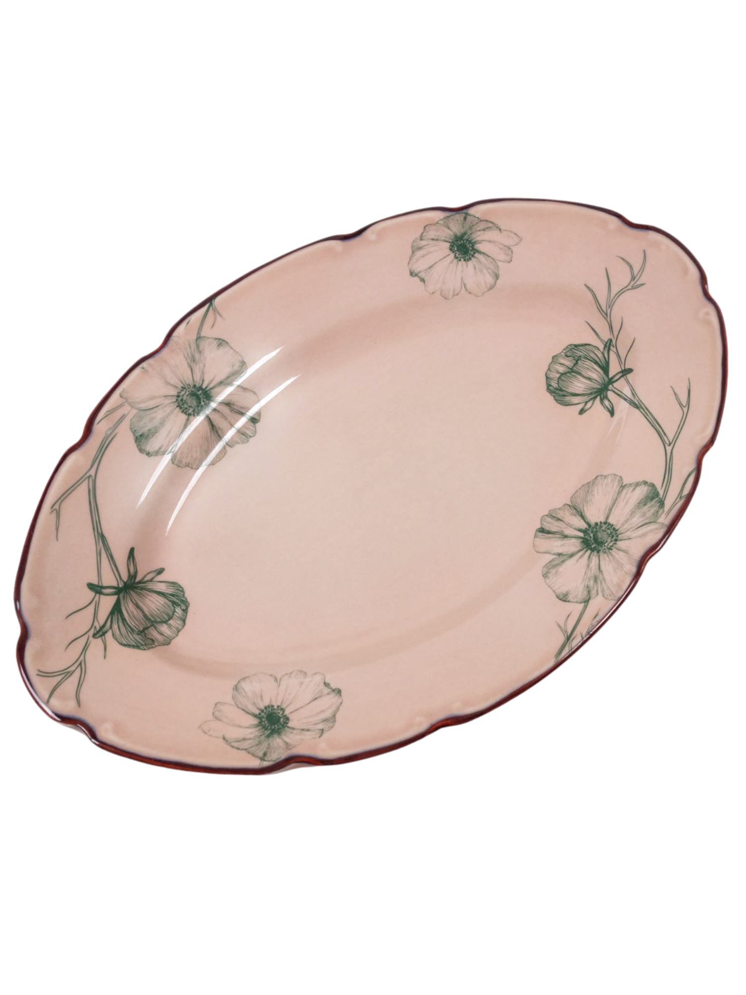 Блюдо овальное Дымов Керамика Космея день 12:00, керамика, цвет розовый