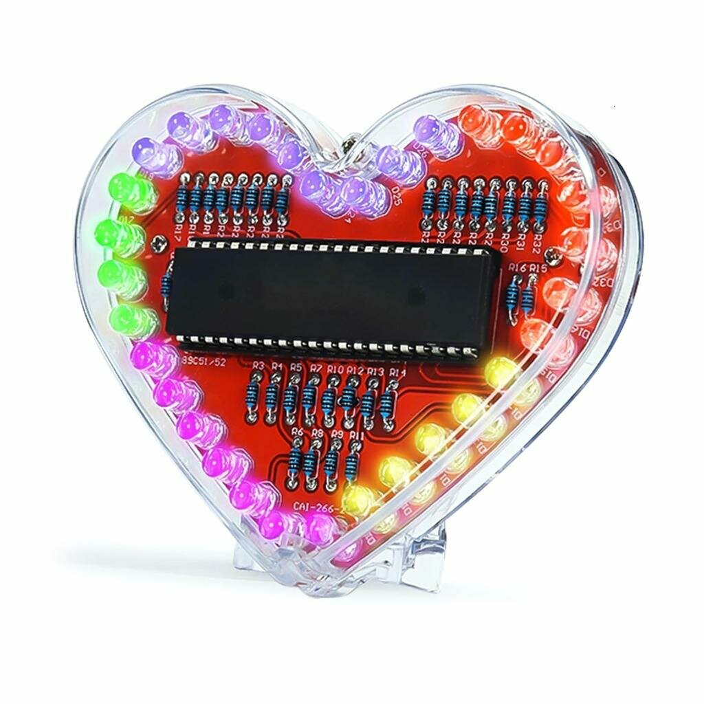 Набор для пайки «Сердце» с 32 RGB-светодиодами