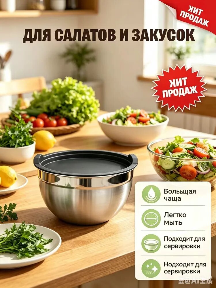 Миска 3700 мл хром