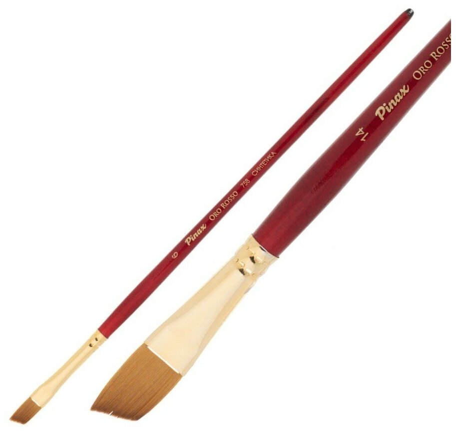 Кисть Синтетика №14 скошенная, серия Oro Rosso, короткая ручка, артикул 758014