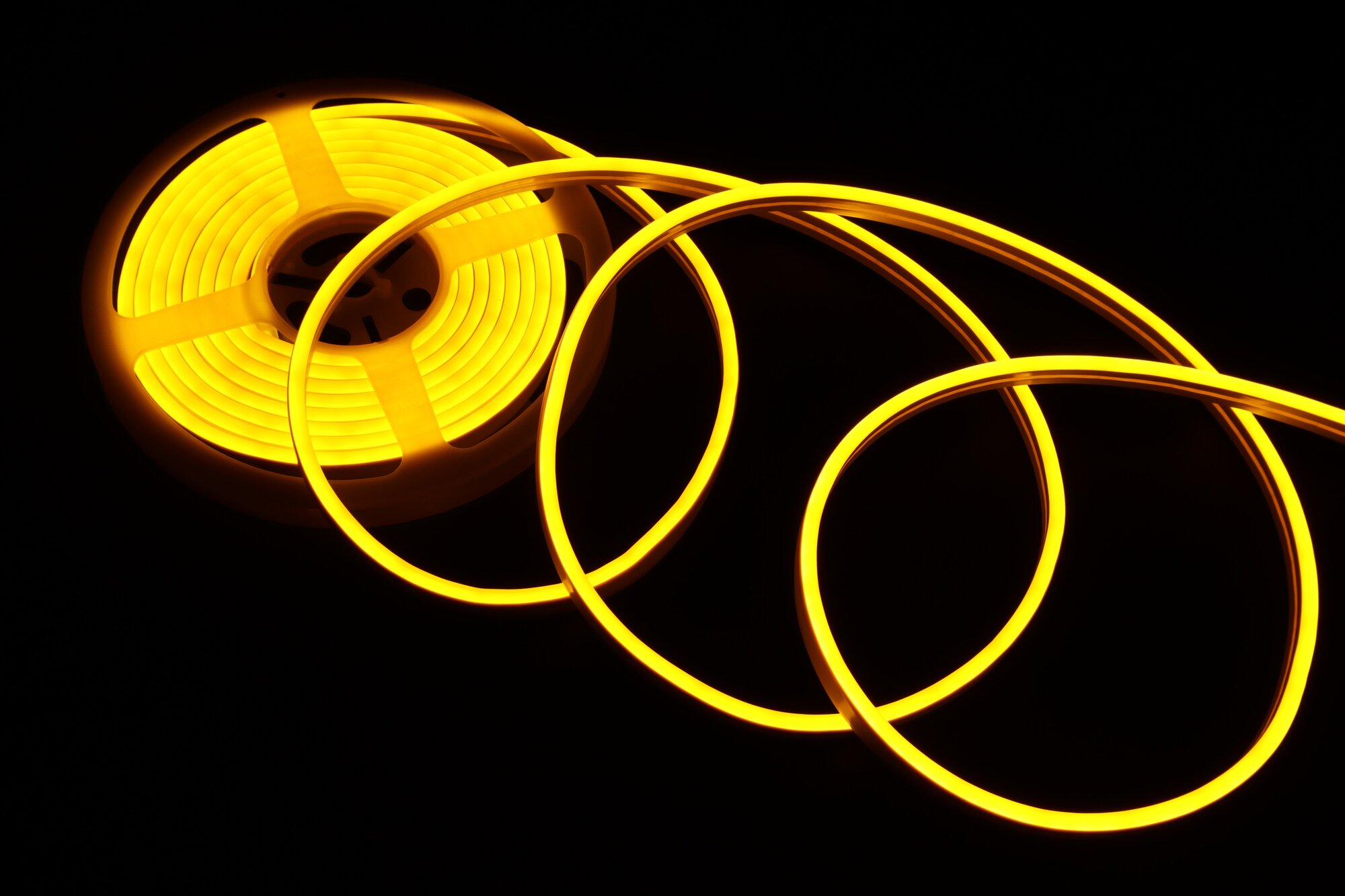 Гибкий неон Redigle 11W 6*12ММ 12V IP67 (Силикон), Желтый, 5 м