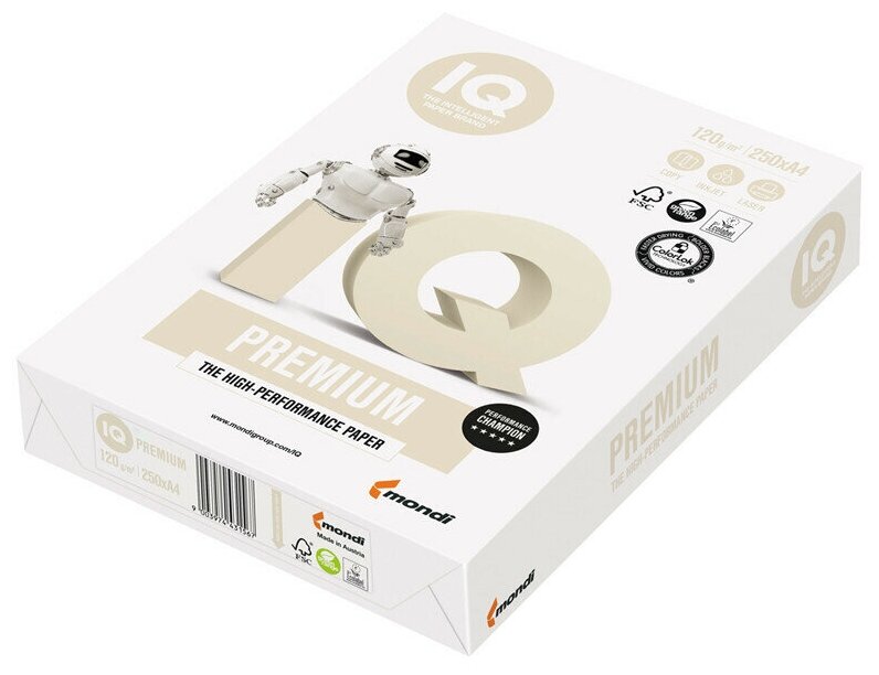Бумага IQ Premium A4 120 г/м², 250 л, белый — купить в интернет ...
