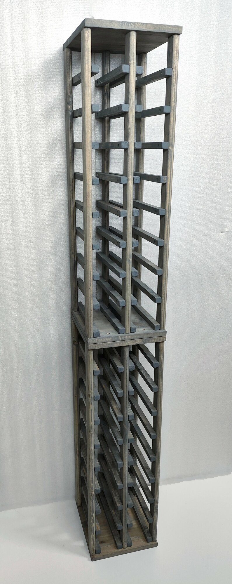 Стеллаж винный RackForWine узкий двурядный двухсекционный на 36 бутылок цвет серый