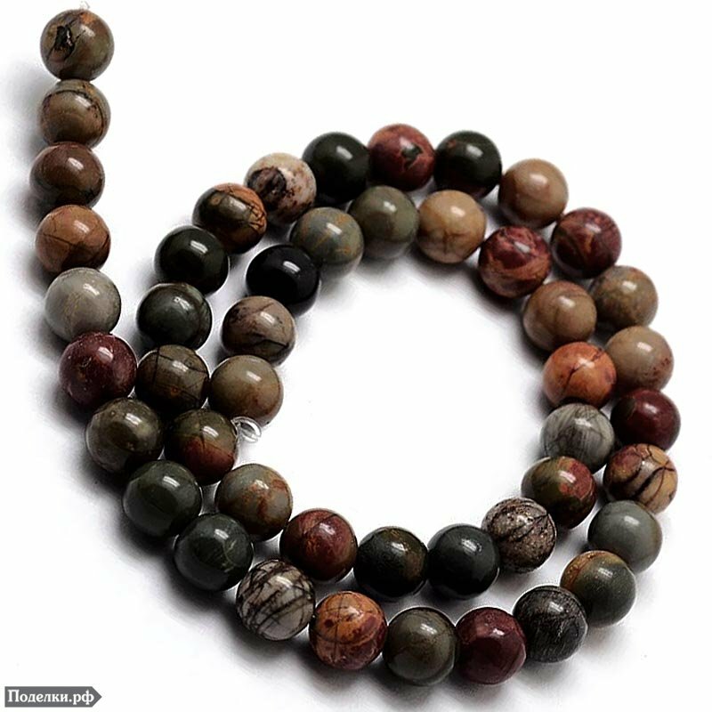 Натуральная бусина Яшма коричневая 0010890 шарик 6 мм, цена за 10 шт.