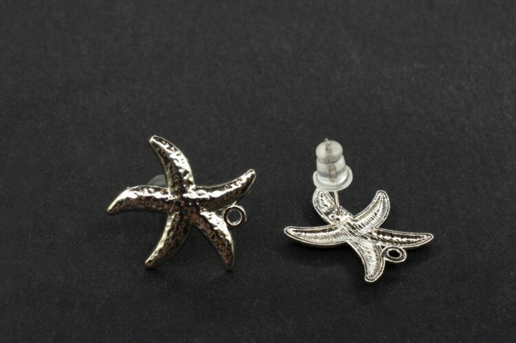 Гвоздики основы для серег Морская звезда 16х13х0,7мм, отверстие 1,5мм, цвет платина, латунь, 21-200, 1 пара