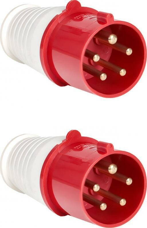 Вилка силовая переносная EKF PROxima 025 3Р+РЕ+N 32А 380В пластиковая IP54 (комплект из 2 шт)