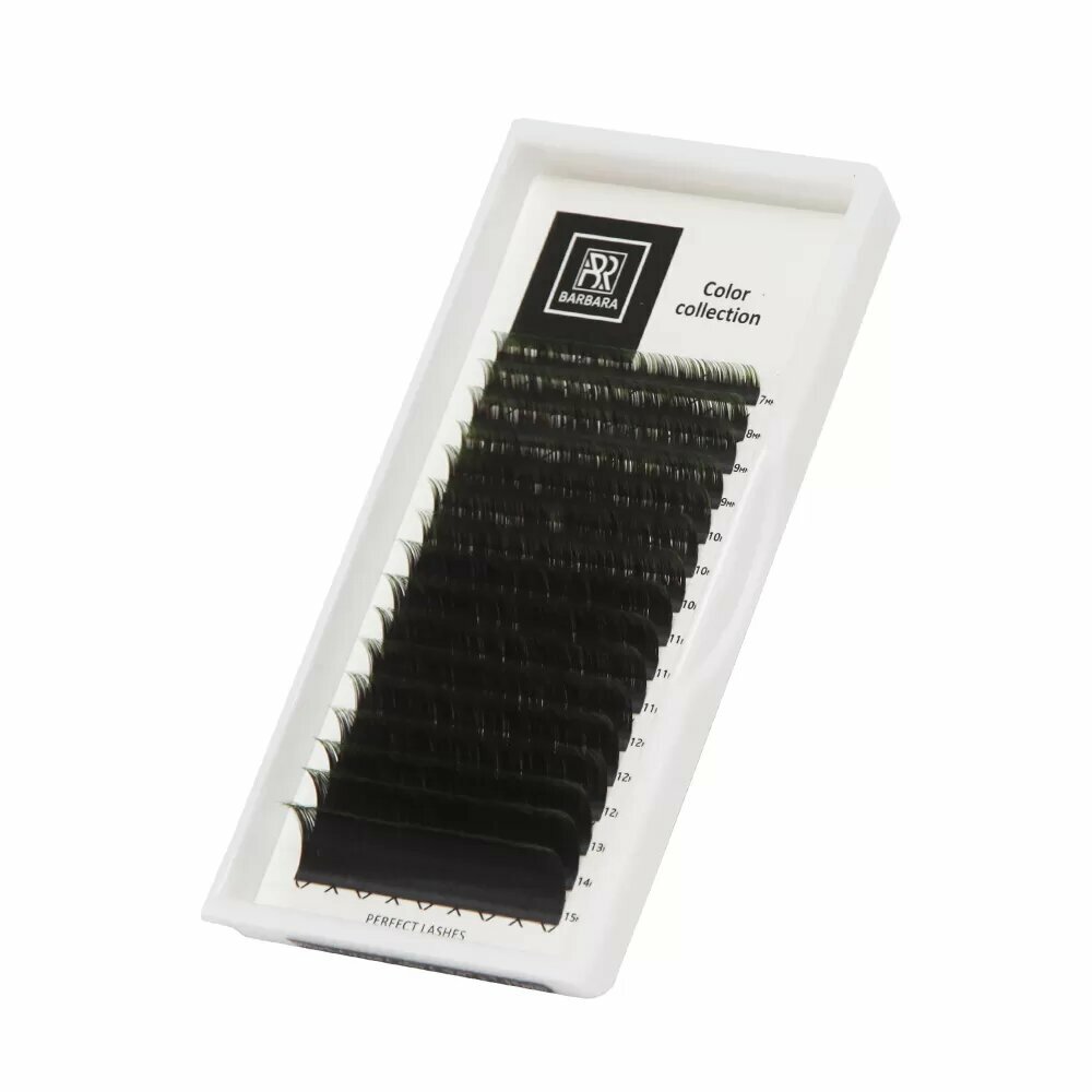 Ресницы BARBARA Black-Green color №1 D 0.07 7-15 mm