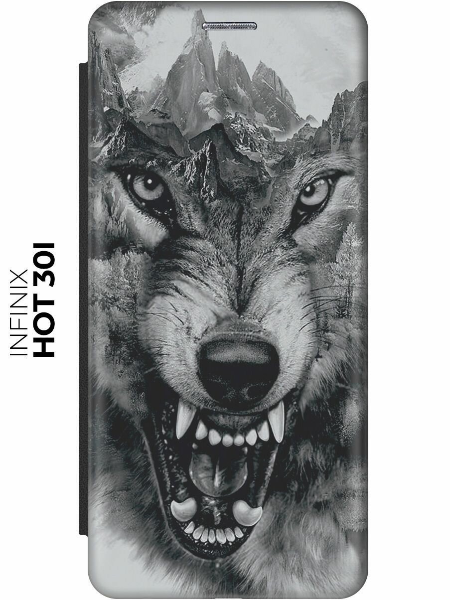 Чехол-книжка Волк в горах на Infinix Hot 30i / Инфиникс Хот 30и черный