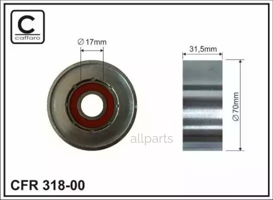 CAFFARO 31800 Ролик генератора натяжной Toyota Avensis RAV 4 16 24 (без натяжителя)